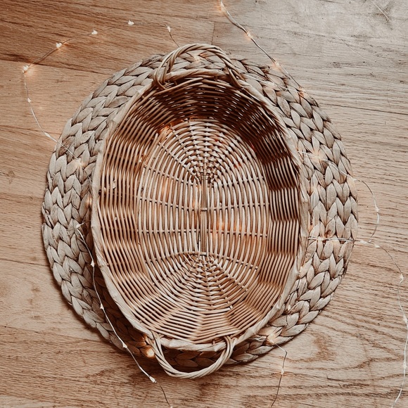 Accents | Oval Vintage Wicker Like Platter Basket With Handles | Poshmark